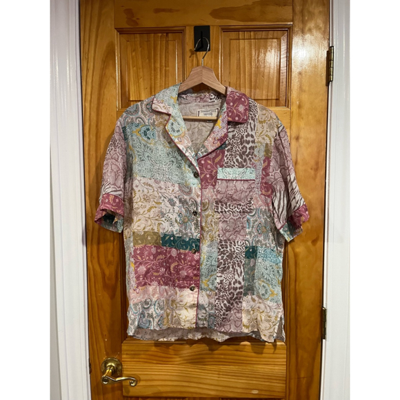 Johnny Was | Tops | Johnny Was Patchwork Boho Marseille Garden Resort Wear Button Down Shirt ...